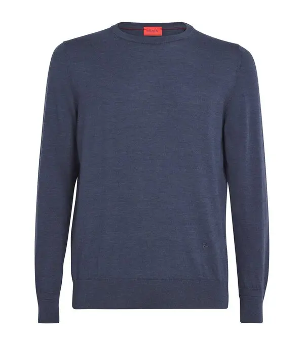 Isaia Wool Crew-neck Sweater - Blue
