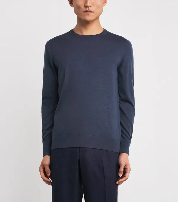 Isaia Wool Crew-neck Sweater - Blue