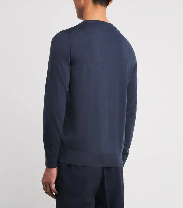 Isaia Wool Crew-neck Sweater - Blue