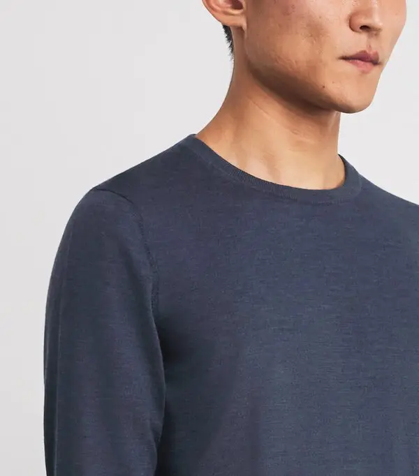 Isaia Wool Crew-neck Sweater - Blue