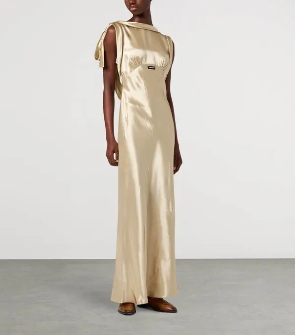 Miu Miu Satin Draped Maxi Dress