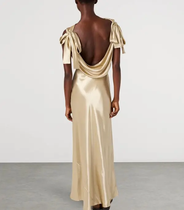 Miu Miu Satin Draped Maxi Dress