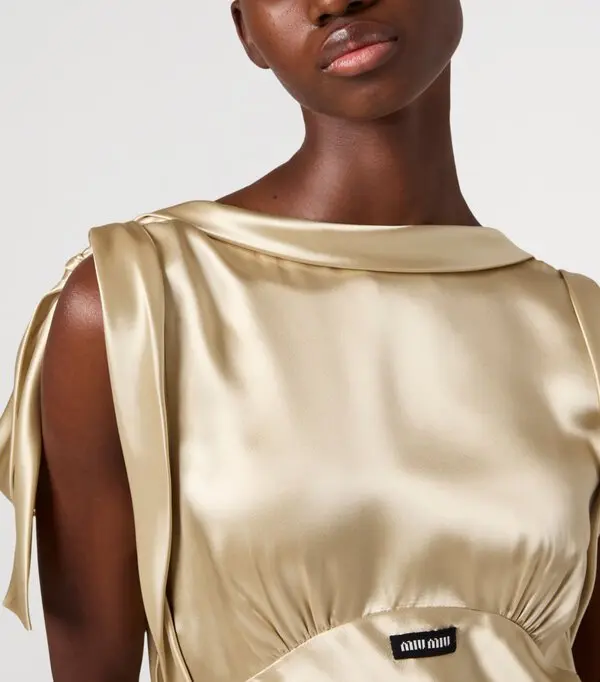 Miu Miu Satin Draped Maxi Dress