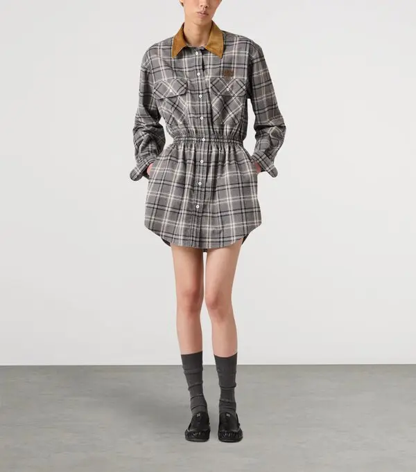 Miu Miu Cotton Flannel Mini Dress