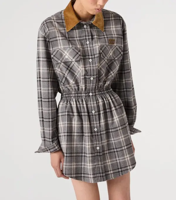 Miu Miu Cotton Flannel Mini Dress