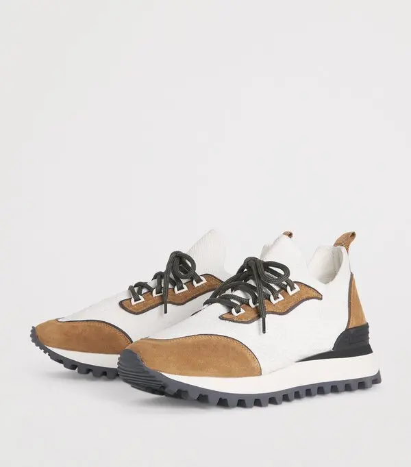 Eleventy Leather Mesh Sneakers