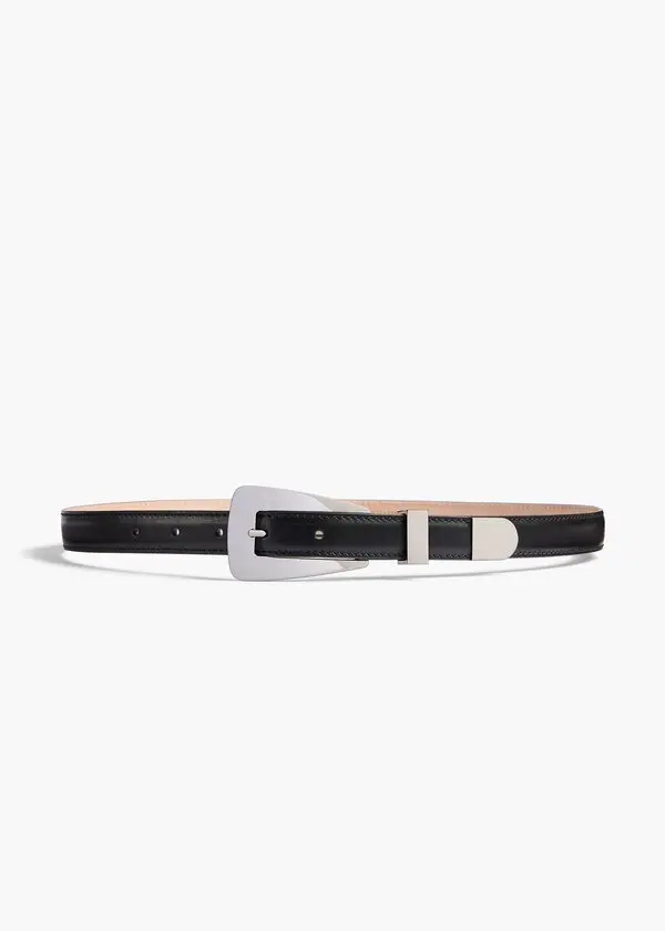 Khaite Small Lucca Leather Belt With Silver Hardware - Black
