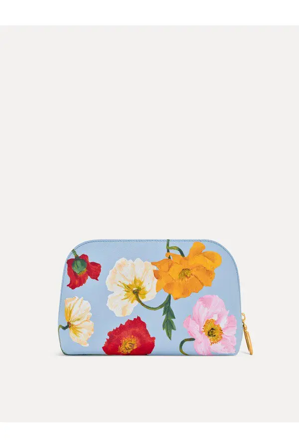 Oscar De La Renta Poppy-printed Medium Cosmetic Case - Natural