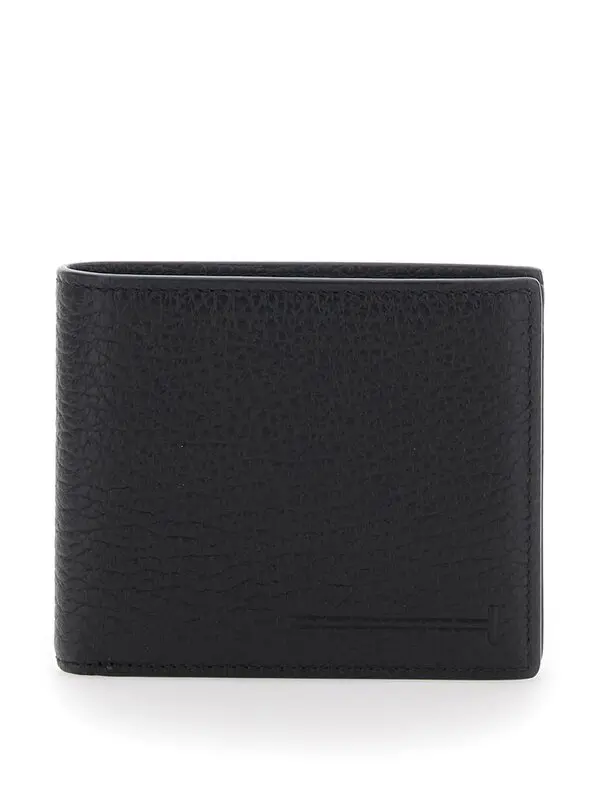 TOM FORD Bi-fold Wallet With Eobossed Logo Lettering On The Rear In Leather - Black