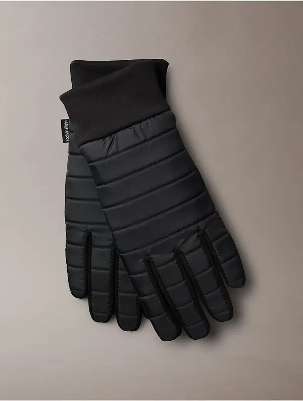 Calvin Klein Nylon Quilted Gloves - Black