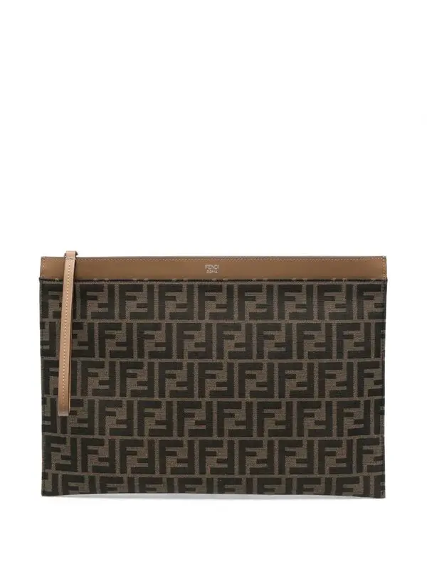 Fendi Jacquard Ff Pouch - Brown