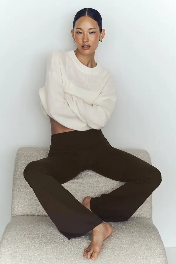 Alo Yoga Softsculpt Foldover Flare Legging Regular - Espresso