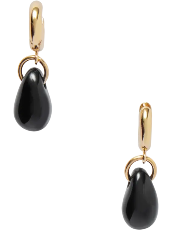 Isabel Marant Small Gold-tone Agate Hoop Earrings - Black