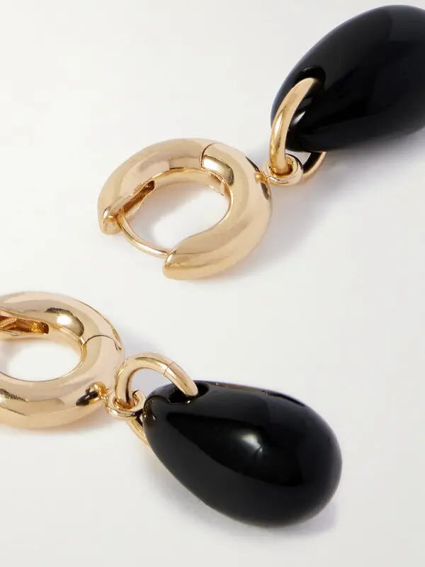 Isabel Marant Small Gold-tone Agate Hoop Earrings
