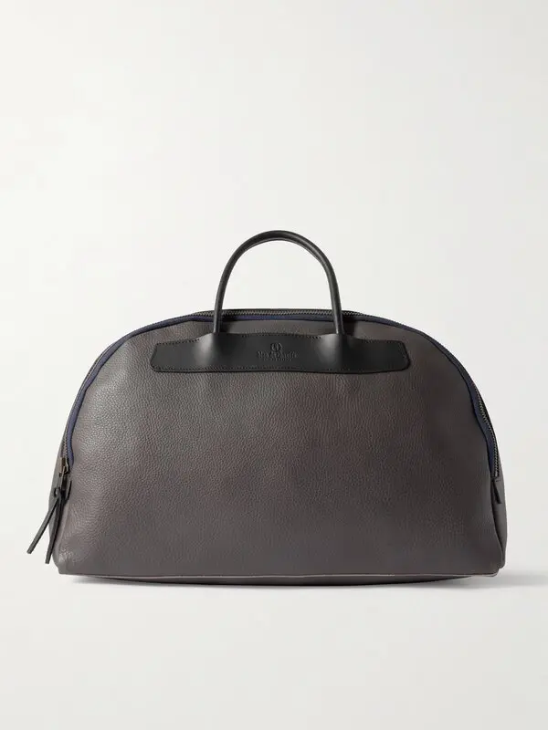 BLEU DE CHAUFFE Bowling Full-grain Leather Weekend Bag - Gray