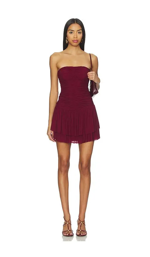NIA Astrid Ruched Gathered Mini Dress