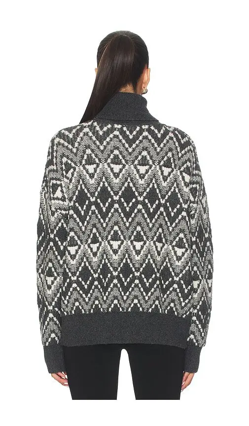Varley Ida Relaxed Fairisle Rollneck Sweater - Charcoal