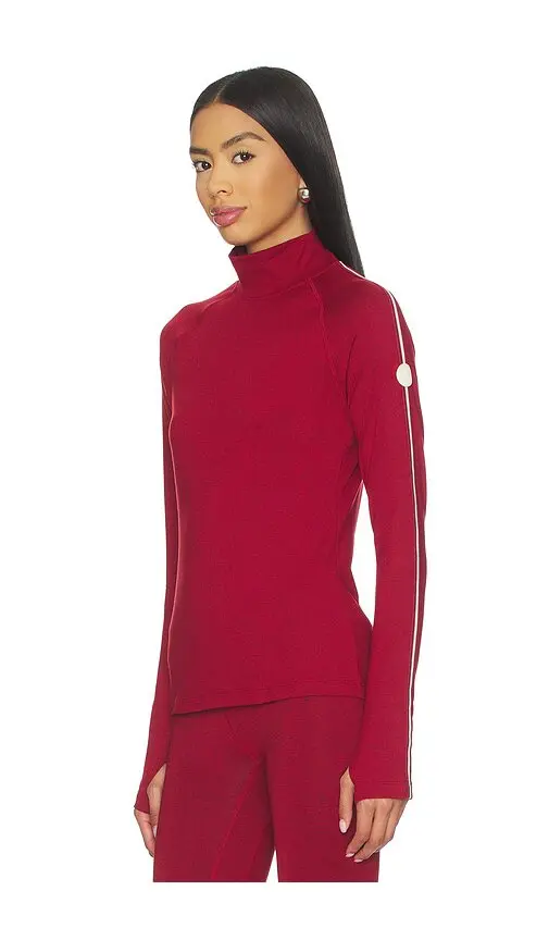 Varley Always Warm Mock Neck Baselayer Top - Red Dahlia Marl