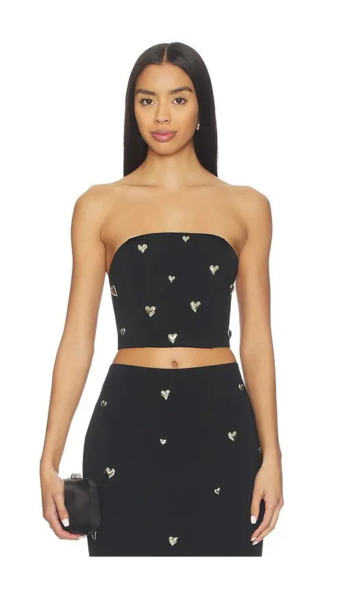 MILLY Metallic Heart Applique Tube Top