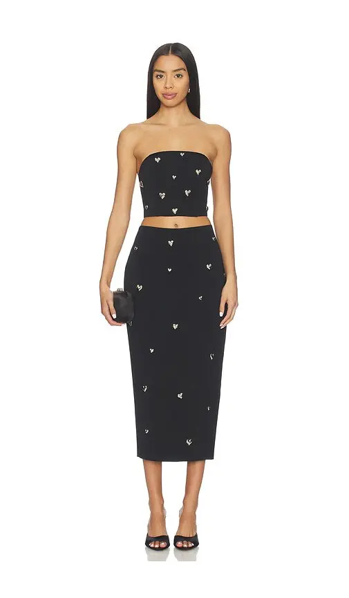 MILLY Metallic Heart Applique Tube Top