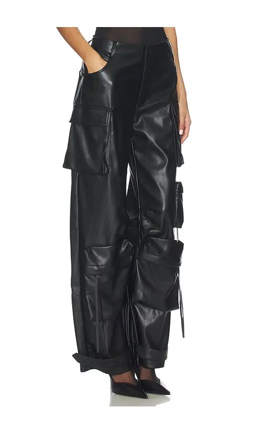 Steve Madden Duo Faux Leather Cargo Pants - Black