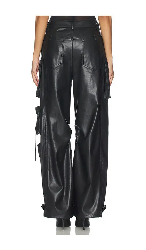 Steve Madden Duo Faux Leather Cargo Pants - Black