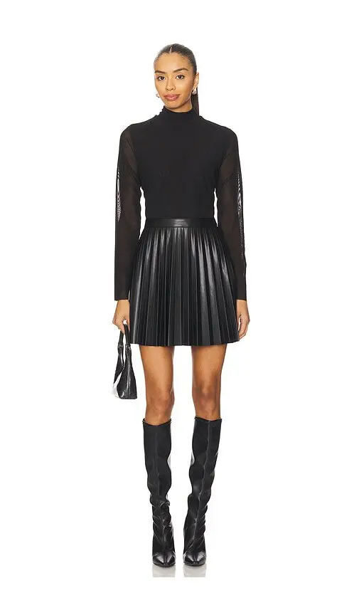 Steve Madden Nevah Pleated Faux Leather Dress