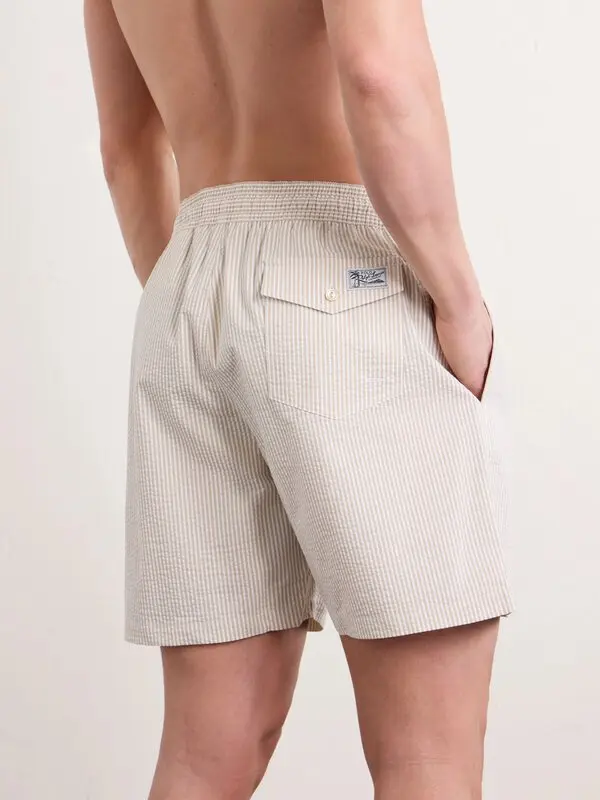 Polo Ralph Lauren Mid-length Striped Seersucker Swim Shorts - Neutrals