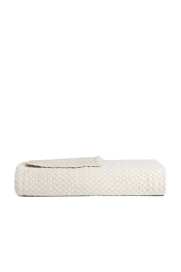 PARACHUTE Organic Key Jacquard Coverlet In Cream - Bone & Cream