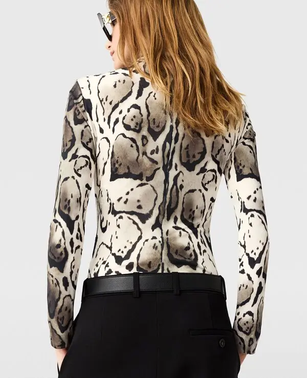 Stella McCartney Cloud Leopard High-neck Bodysuit - Multicolor Gray