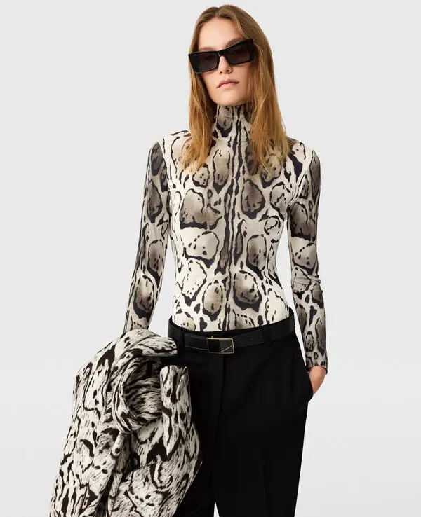 Stella McCartney Cloud Leopard High-neck Bodysuit