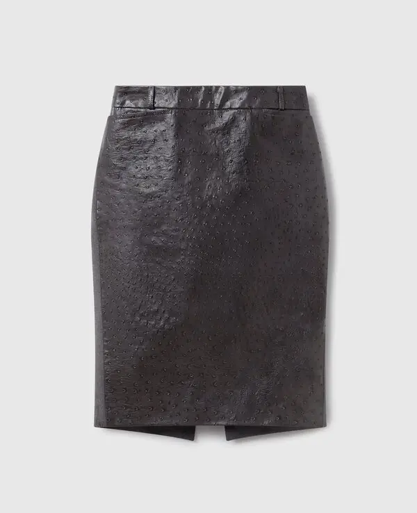Stella McCartney Ostrich Texture Midi Skirt - Slate