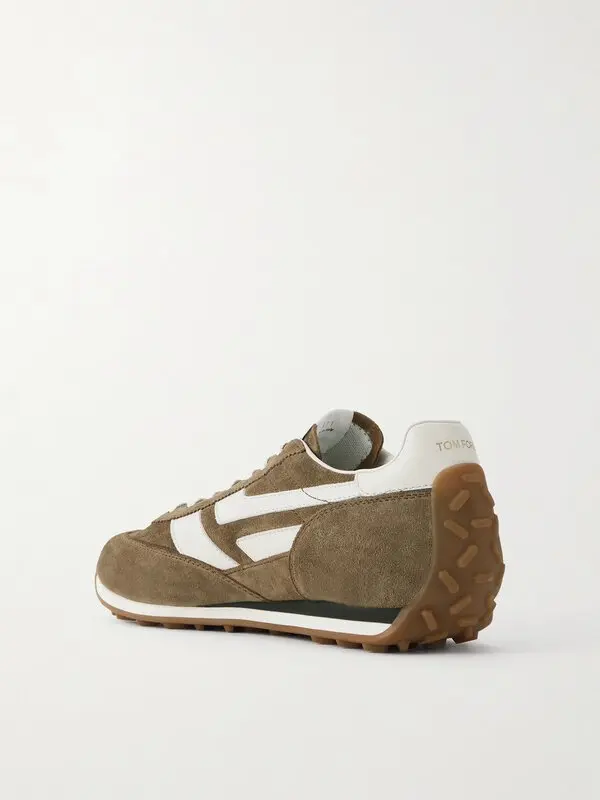 TOM FORD Mick Leather-trimmed Suede Sneakers - Brown