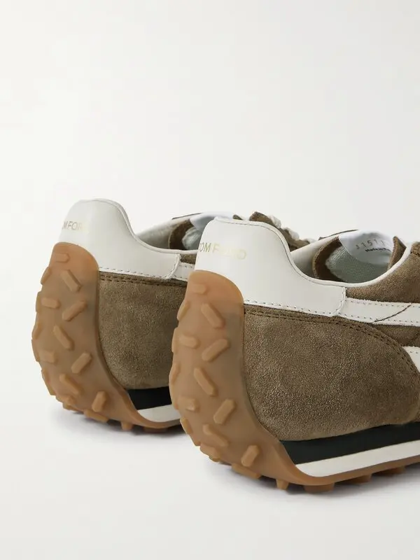 TOM FORD Mick Leather-trimmed Suede Sneakers - Brown