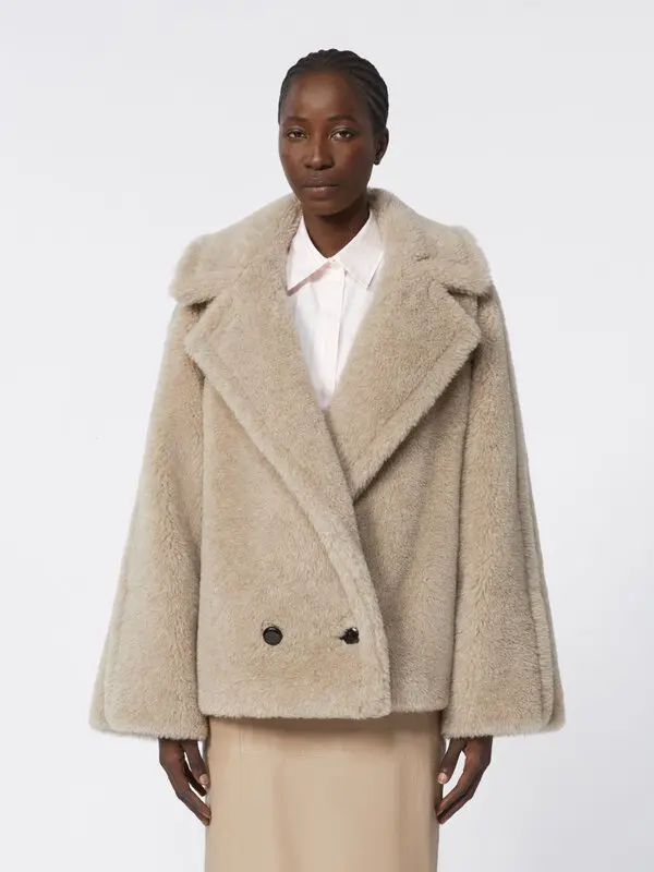 Max Mara Alpaca And Cashmere Teddy Fabric Coat - Sand