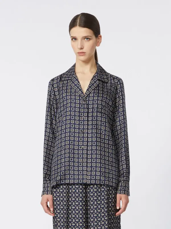 Max Mara Printed Silk Shirt - Ultramarine