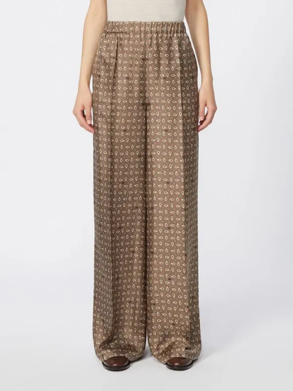 Max Mara Printed Wide-leg Silk Twill Trousers