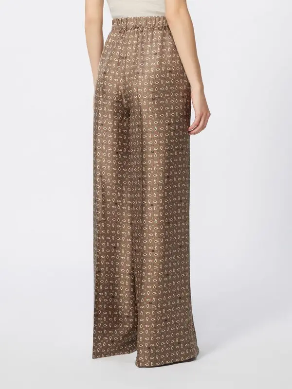 Max Mara Printed Wide-leg Silk Twill Trousers