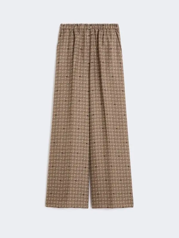 Max Mara Printed Wide-leg Silk Twill Trousers