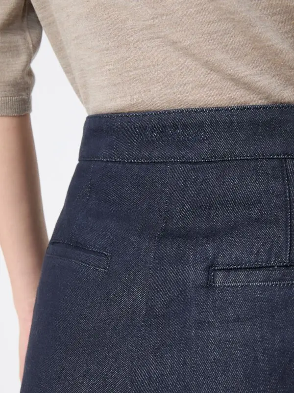 Max Mara Denim-look Cotton Shorts - Midnightblue