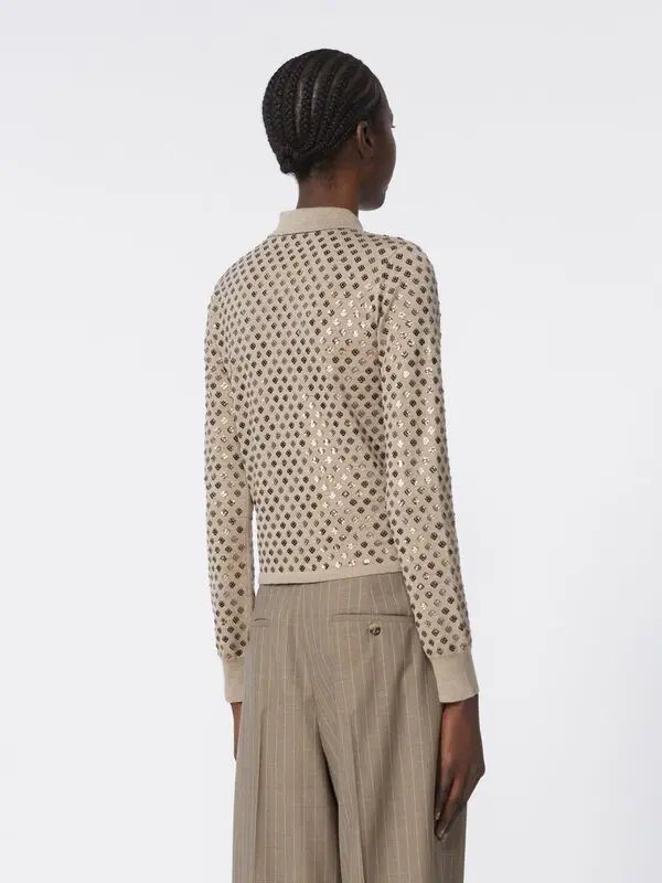 Max Mara Sequined Wool Cardigan - Brown