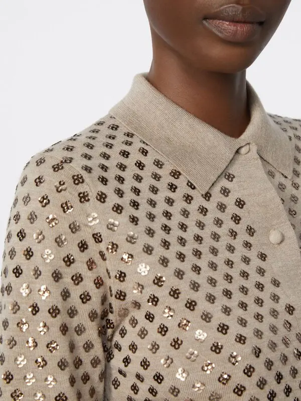 Max Mara Sequined Wool Cardigan - Brown