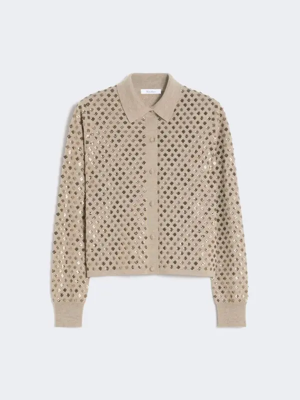 Max Mara Sequined Wool Cardigan - Brown