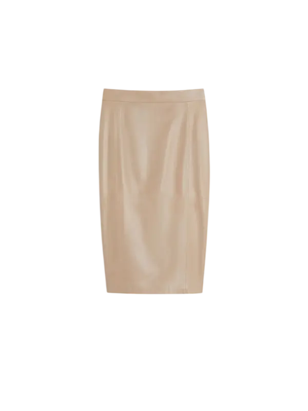 Max Mara Nappa Leather Pencil Midi Skirt - Sand