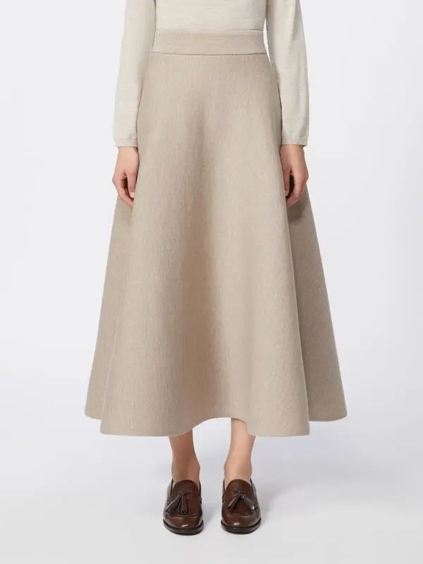 Max Mara Full Tech Wool Flared Skirt - Sand