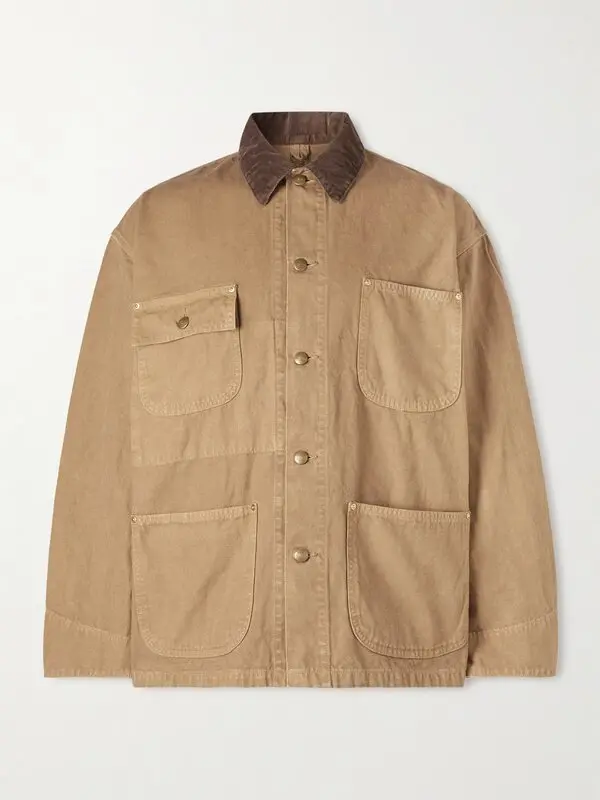 ORSLOW Corduroy-trimmed Cotton-canvas Jacket - Brown