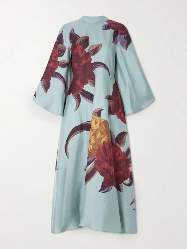 La DoubleJ Magnifico Printed Silk Maxi Dress - Blue