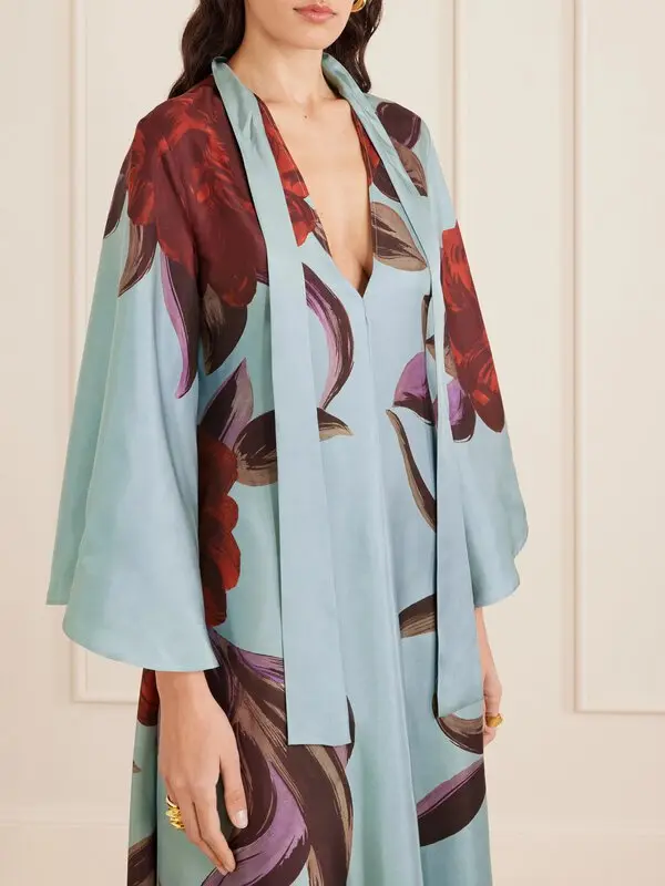La DoubleJ Magnifico Printed Silk Maxi Dress - Blue