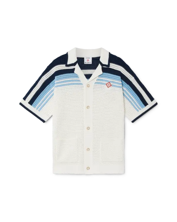 Casablanca Tennis Cotton Crochet Short Sleeve Shirt - Multicolor