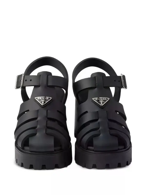 Prada Rubber Platform Sandals With Buckle - Black